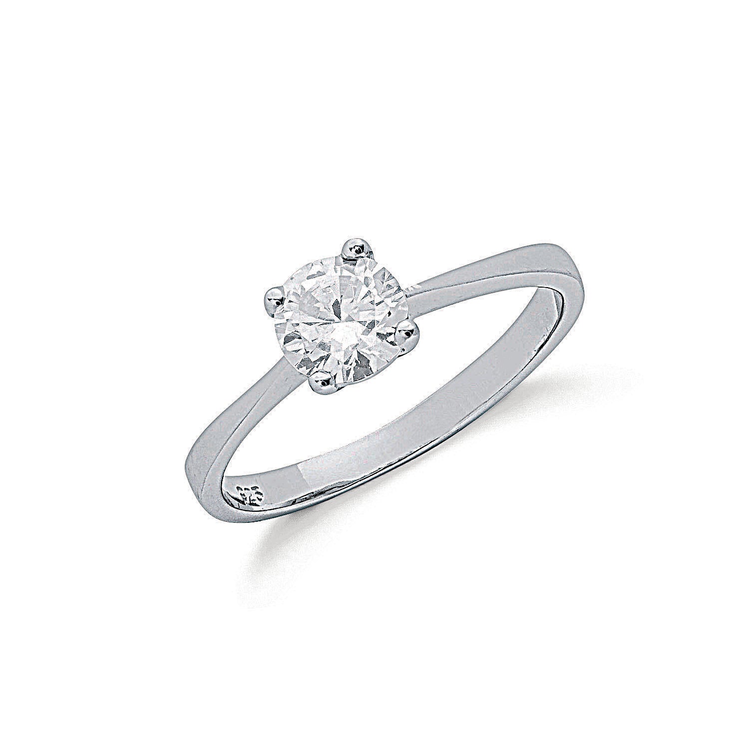 Classic Round Crystal Solitaire Ring in Silver – GeMMs & Co.